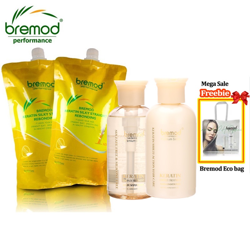 Bremod Rebonding Set +Shampoo Conditioner Keratin Hair Ginger Cocoa ...
