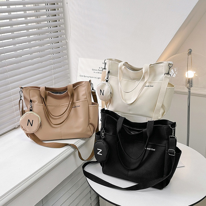 YQY Korean Canvas Tote Bag Womens Shoulder Bags 2in1 with coin purse ...