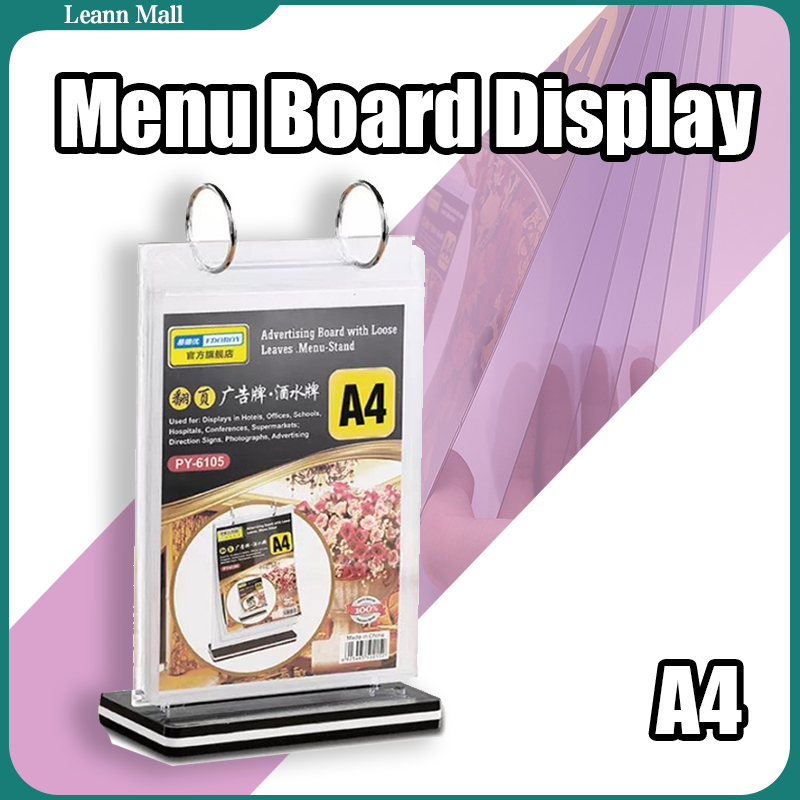 A4 Acrylic Display Turning Page Restaurant Menu Display For Restaurant ...