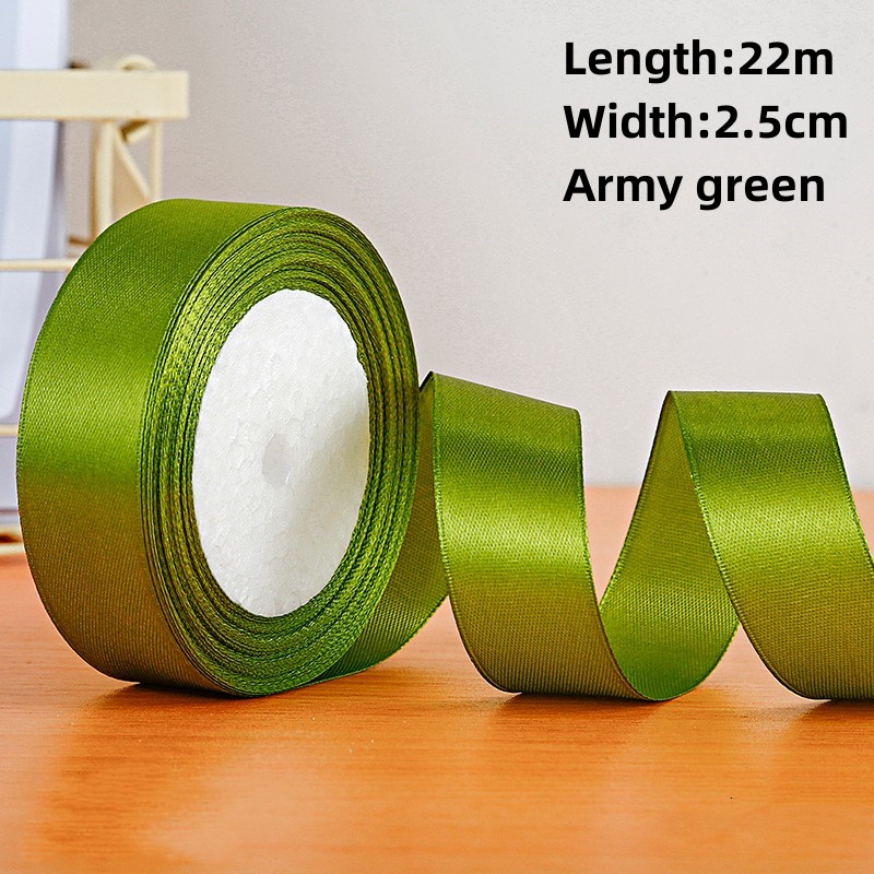 (25 yards/roll) 2.5cm Satin Ribbon Roll Gift Packaging Ribbon Flower ...