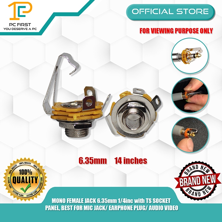 MONO FEMALE JACK 6.35mm 1/4inc with TS SOCKET PANEL, BEST FOR MIC JACK ...
