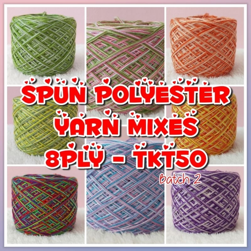 Spun Polyester Yarn Mixes - 8ply - Tkt50 - 100g (Batch 2) | Shopee Philippines