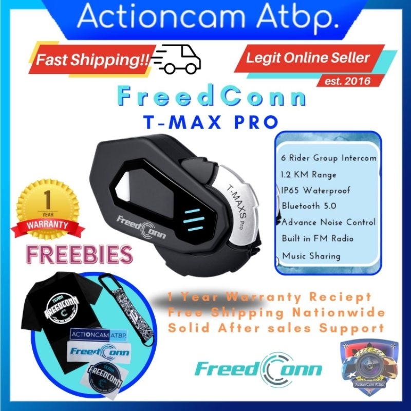 FreedConn TMAX-S PRO Motorcycle Helmet Intercom Bluetooth Headset ...
