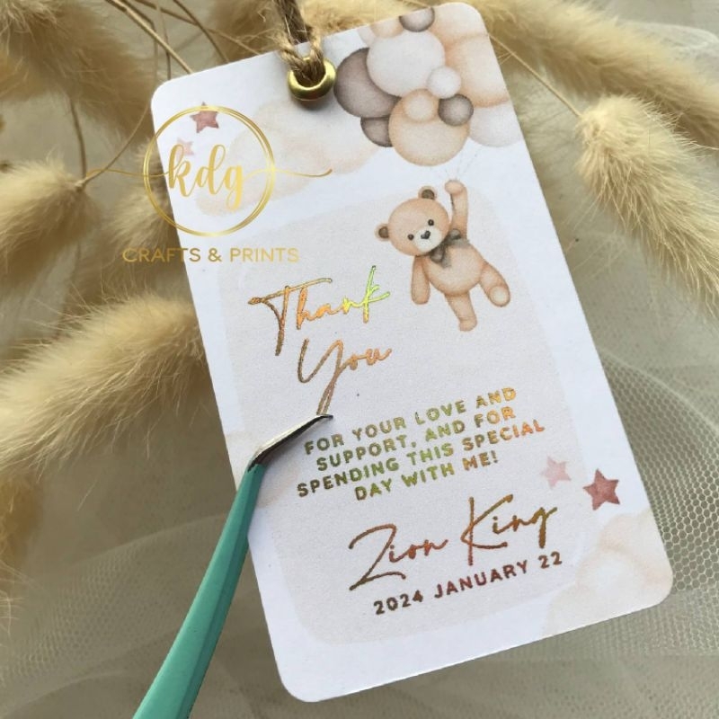 10 pcs - THANK YOU GIFT TAGS FOR KIDS BAPTISM BIRTHDAY - Bears ...