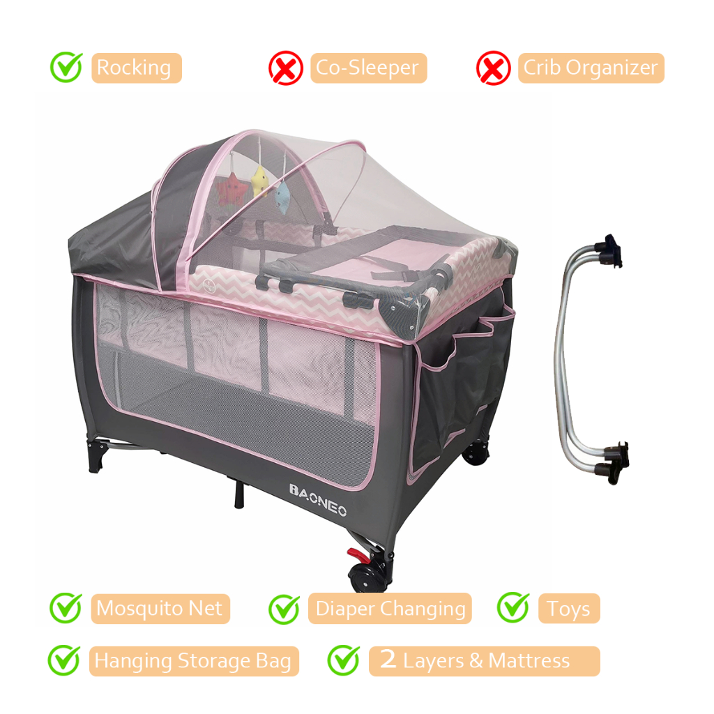 Rocking Multifunctional Baby Crib Foldable Baby Bed with Diaper Table ...