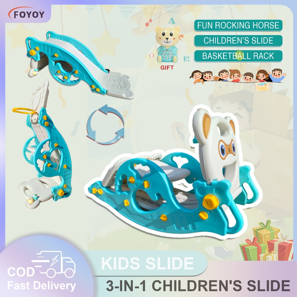 Foyoy 3 In 1 Slide for Kid Playground Children‘s Slide with Basketball ...