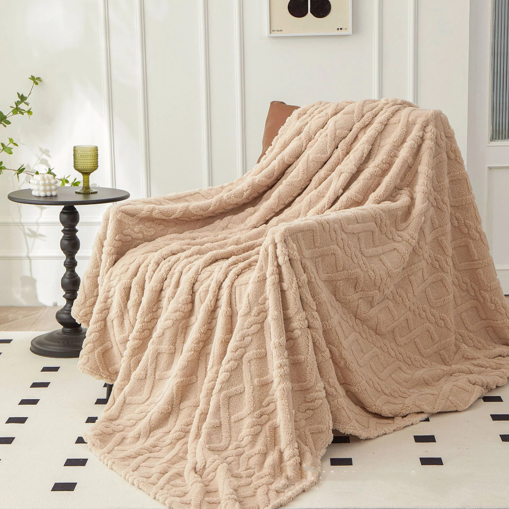 New Thick Fluffy Embossed Blanket, Lamb Fleece Blanket (150x200cm) #TA ...