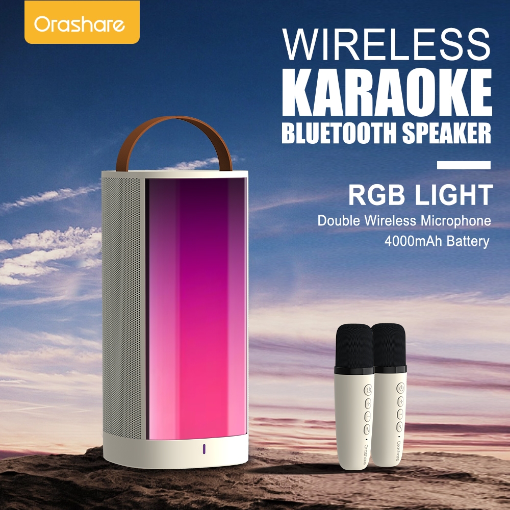 Orashare BS10 Wireless Karaoke Speaker With Dual Mic Outdoor Bluetooth 360° Stereo HIFI Sound ...