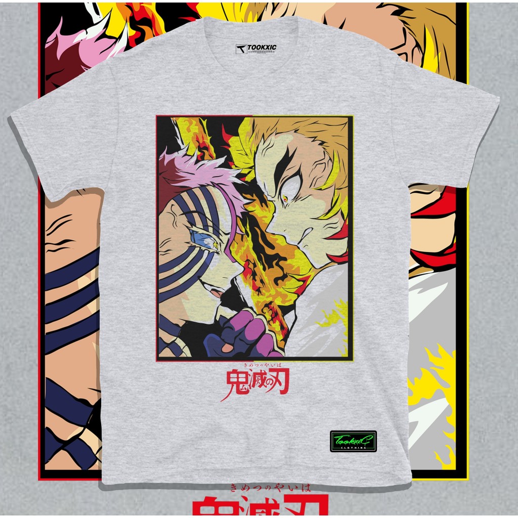 Demon Slayer | KYOJURO & AKAZA | Anime Shirt | Light Acid Gray ...