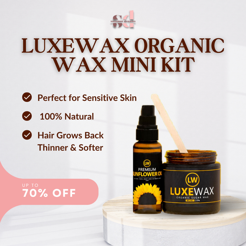 LUXEWAX Mini Kit Organic Sugar Wax Hair Removal With Sunflower Oil Wax ...
