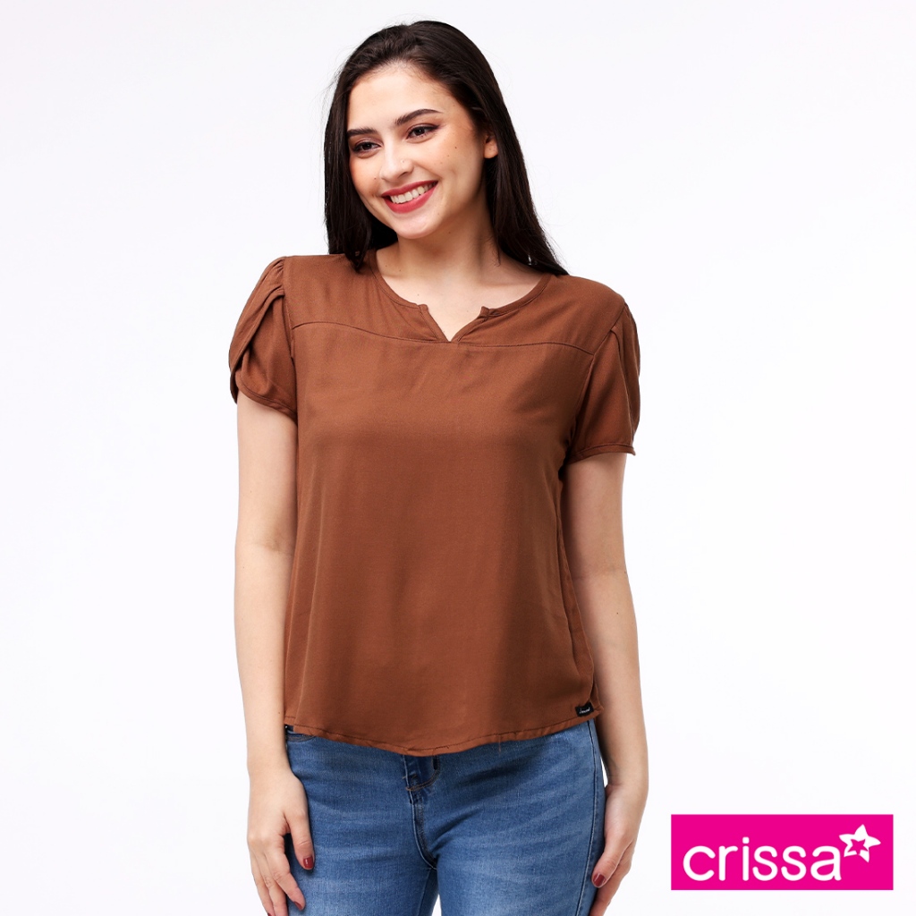 Crissa Bold Twill Rayon Short Sleeves Blouse CSLT25-0019 | Shopee ...