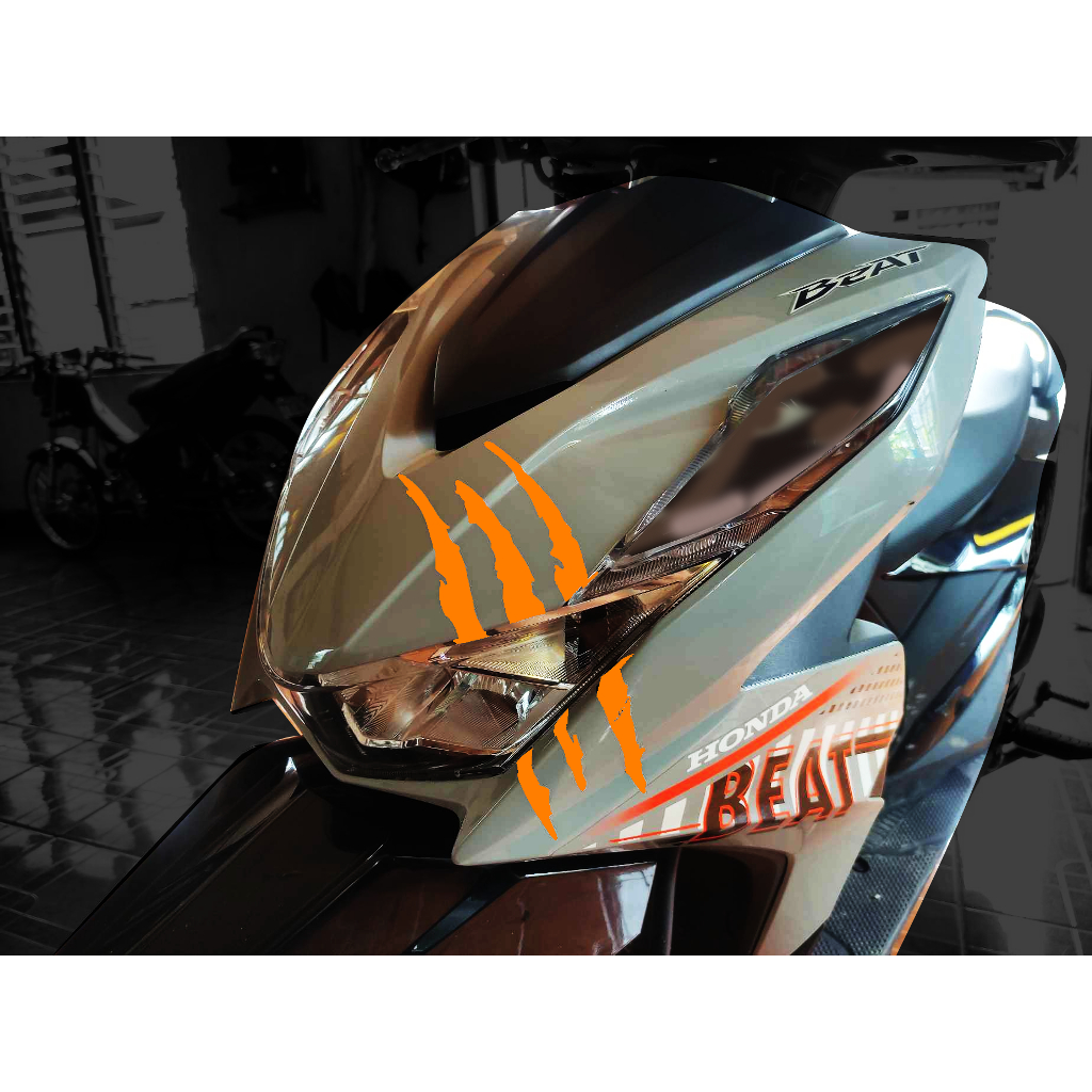 Honda Beat FI V3 Battle Scar Decal Sticker Orange Design | Shopee ...