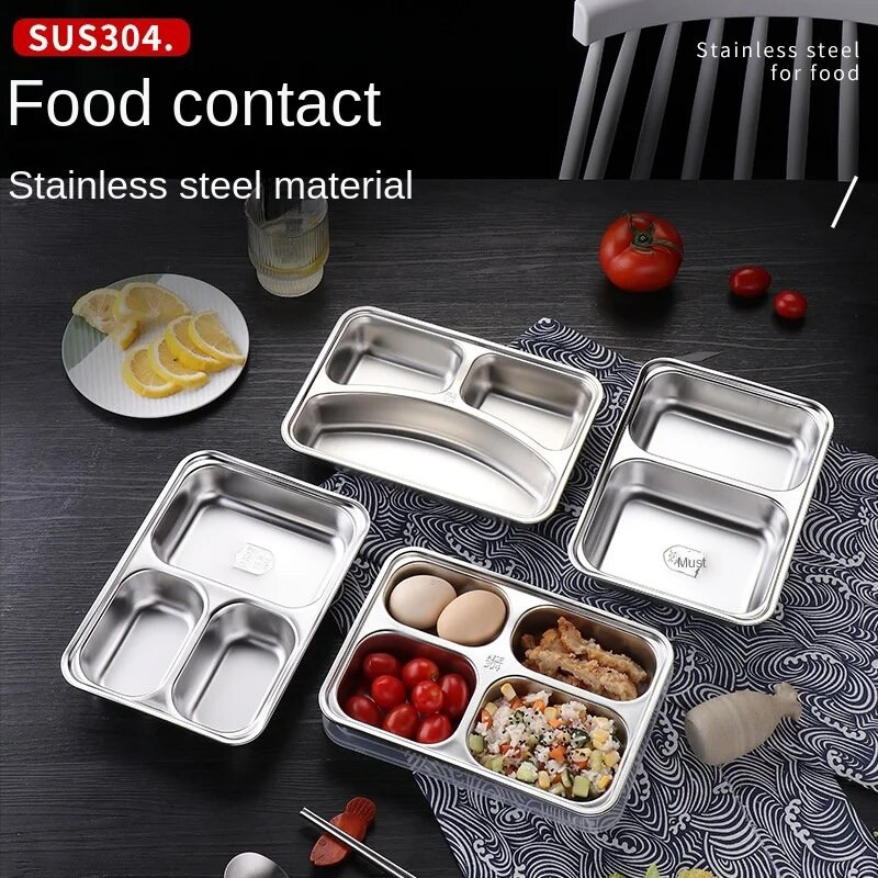 304 Stainless Steel Partitioned Dinner Plate Lunch And Dinner Tray ...