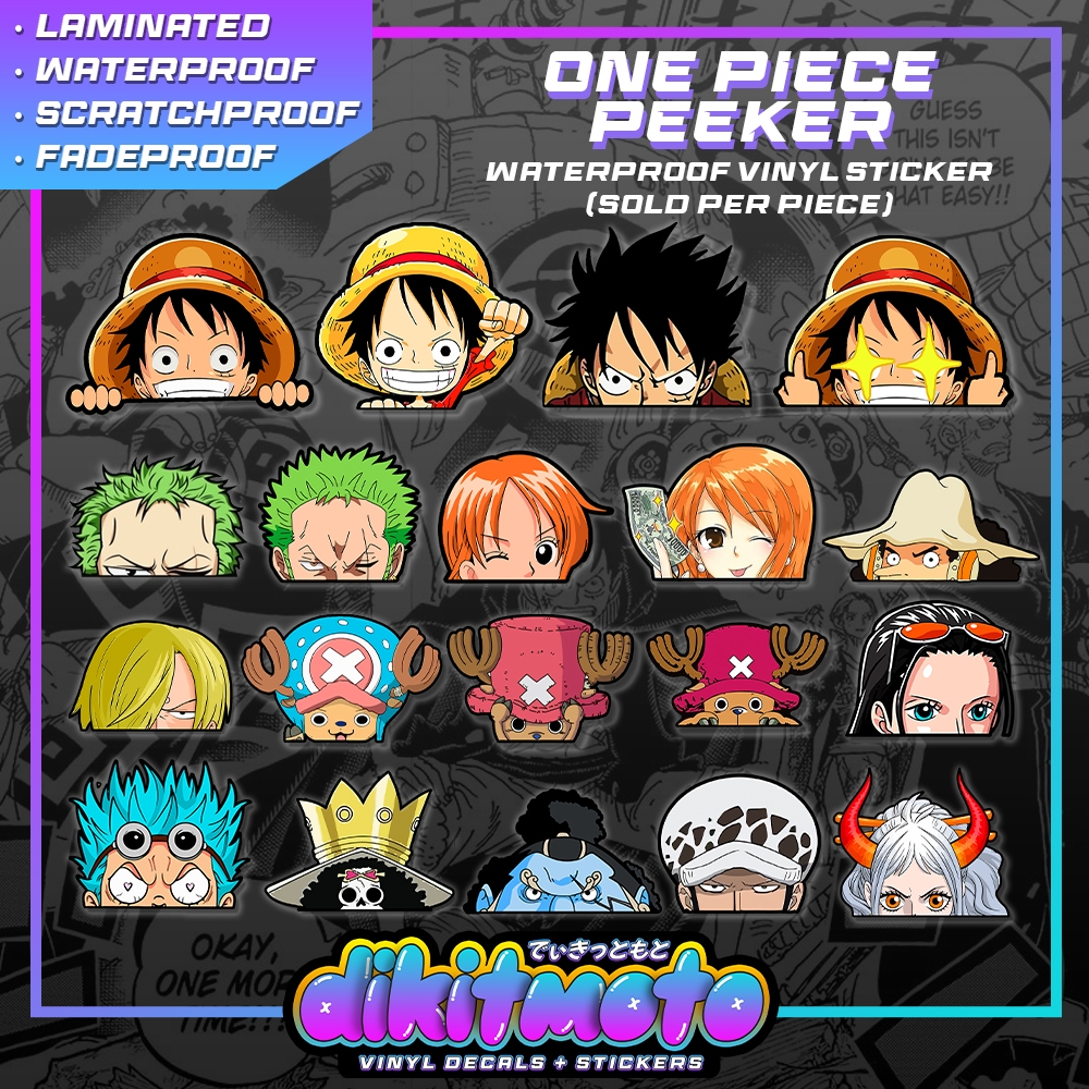 [dikitmoto] ONE PIECE Peeker Peeking Vinyl Sticker Waterproof Luffy ...