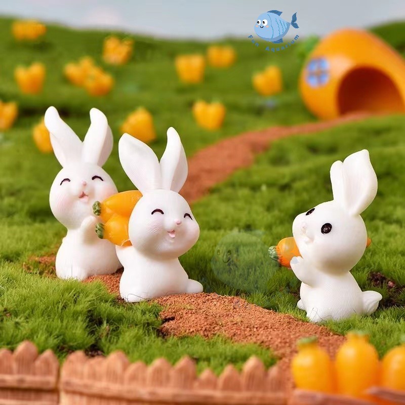 Mini Cute Rabbit Gardening Figurines Micro Landscape Ornament Resin ...