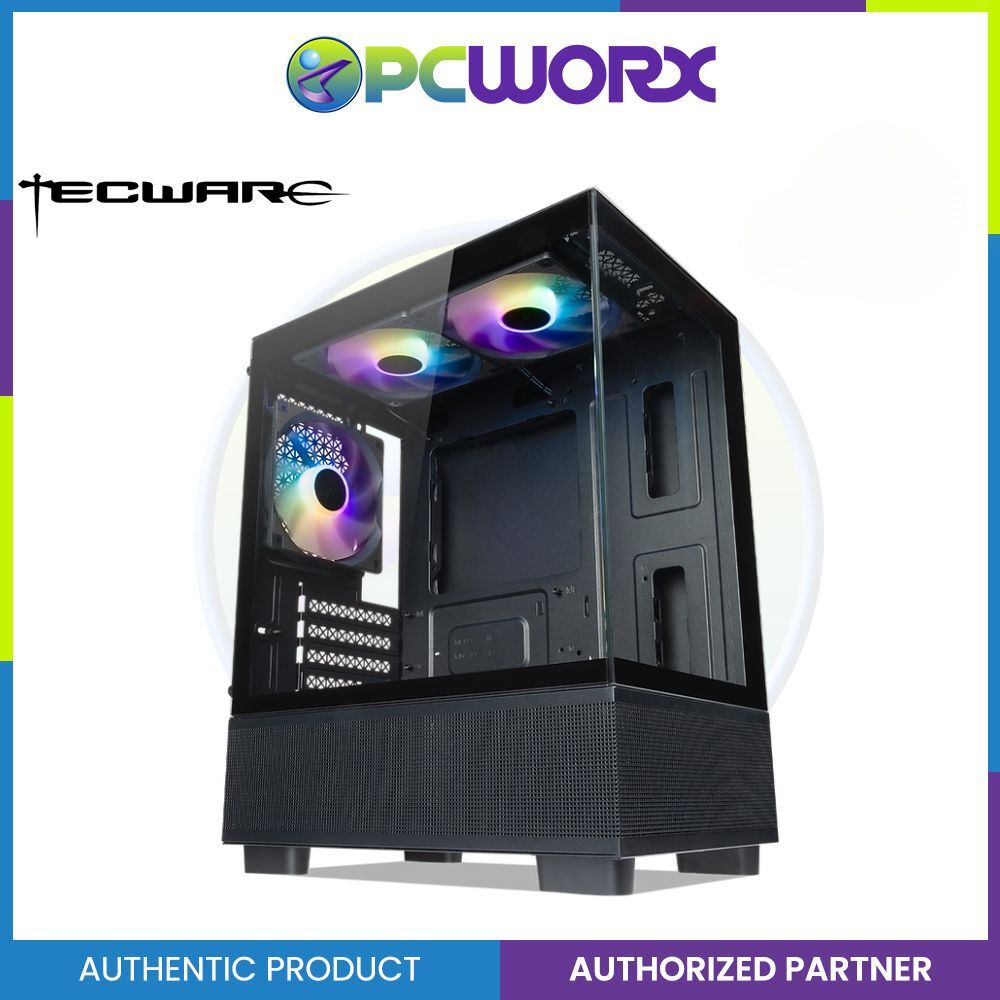 Tecware Infinity M2 Dual Tempered Glass mATX Case w/ 3x120mm ARGB Fans ...