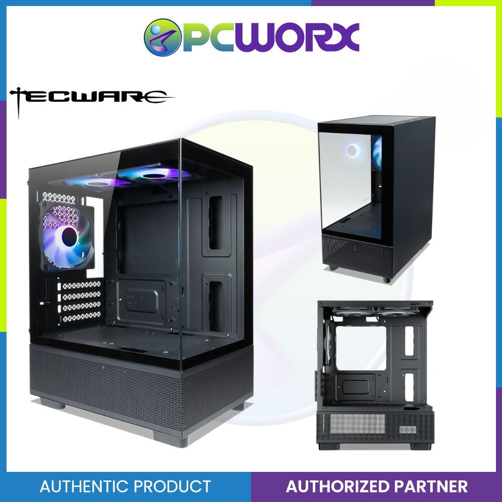 Tecware Infinity M2 Dual Tempered Glass mATX Case w/ 3x120mm ARGB Fans ...