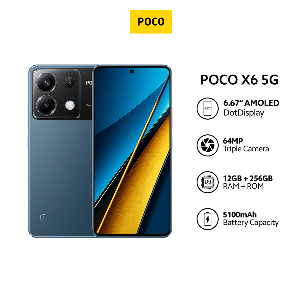 POCO X6 5G Snapdragon 7s Gen 2 Processor 8GB/12GB + 256GB 64MP Camera ...
