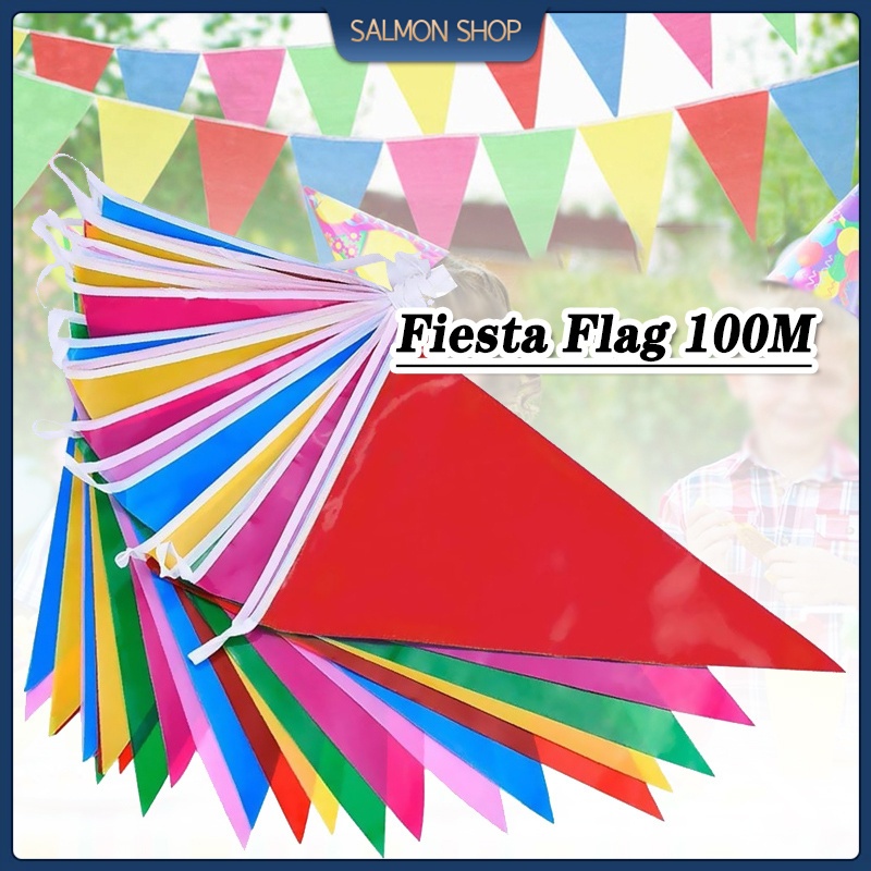 100Meter Colorful Fiesta Flags Small Triangle Flags Birthday Party ...