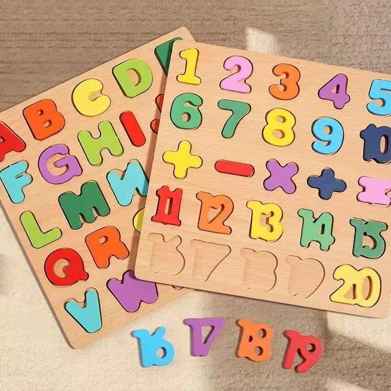 Alphabet Digital Puzzle Wooden Toys Early Education Kid Preschool ...