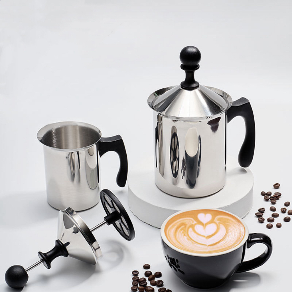 Stainless Steel Manual Milk Frother Hand Pump Milk Foamer with Filter ...