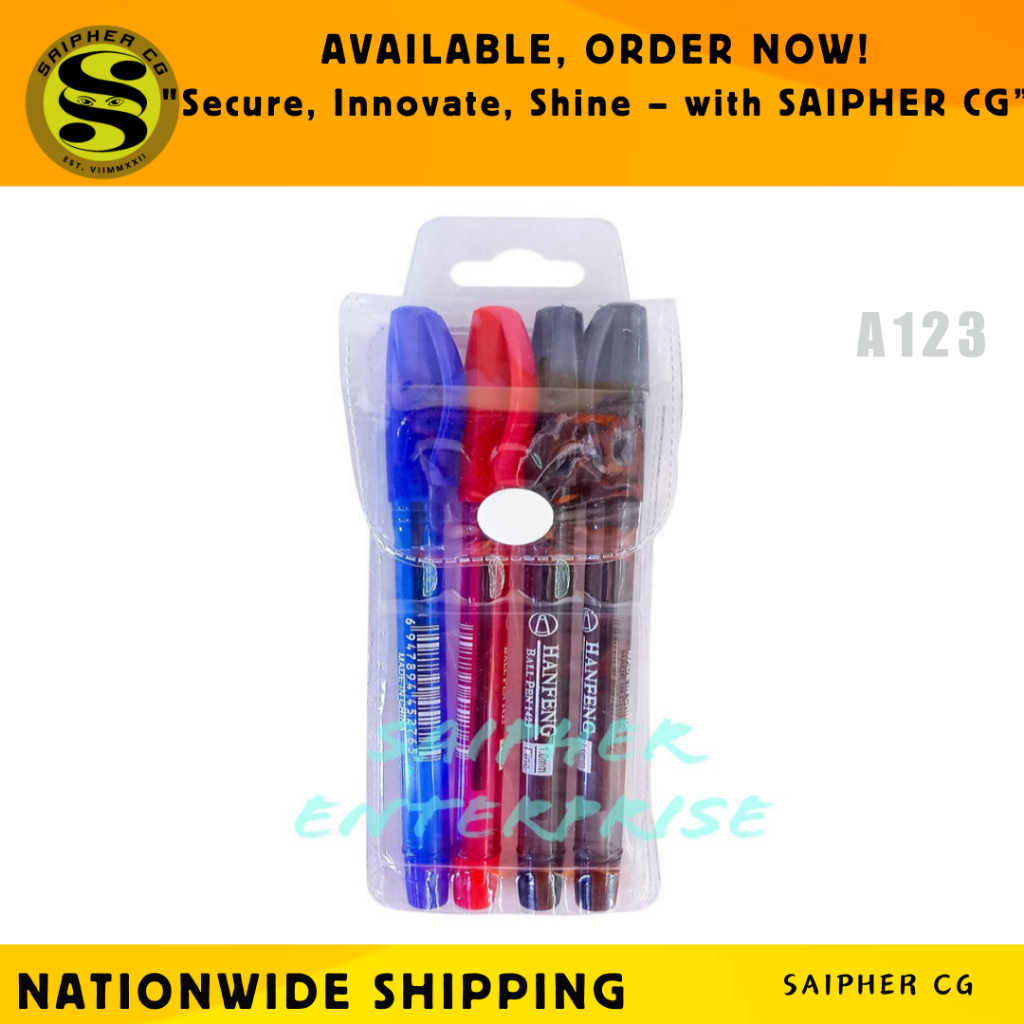 4-in-1 Black Blue Red Writing Pen/Ballpoint Ballpen School & Office ...