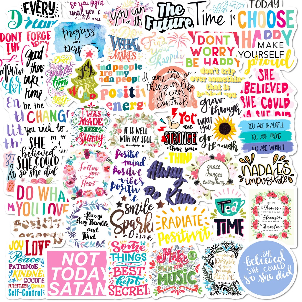 50pcs Graffiti Quotes Waterproof Removable sticker set Always Stay ...
