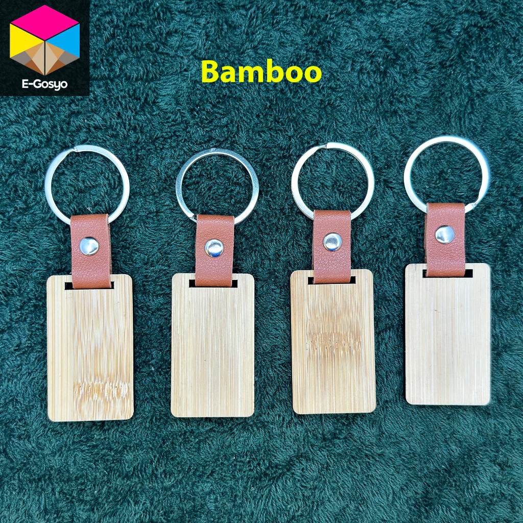 25 pcs Wooden BAMBOO Leather Keychain - Pain no engrave | Shopee ...