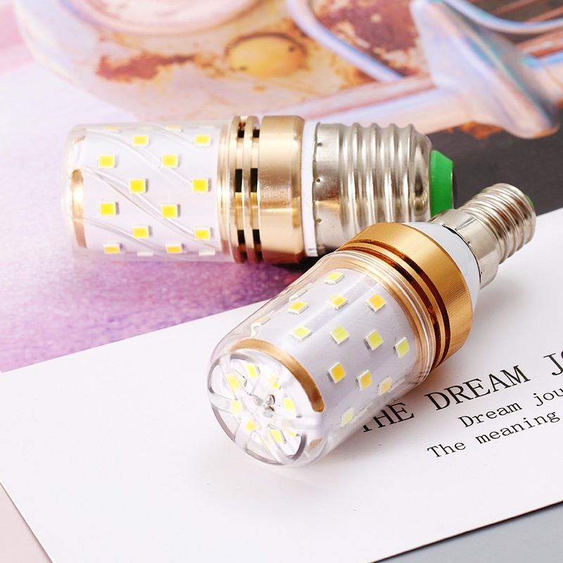 COD E14 E27 LED 12W Tri-color Dimmable Lamp Light AC 220V Corn Bulb ...