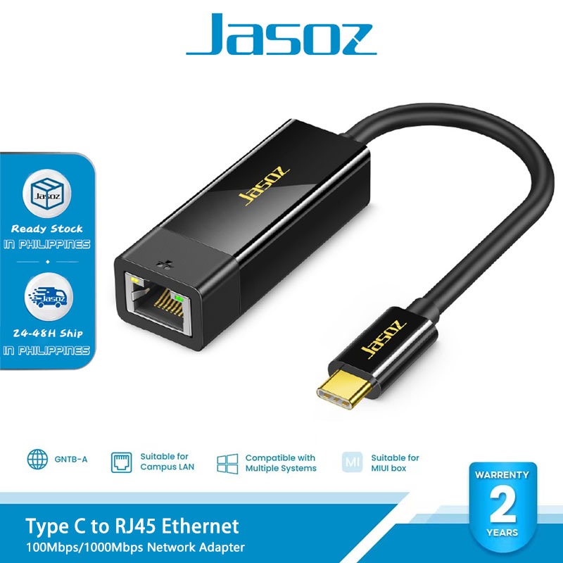 Jasoz Type C Network Adapter Ethernet Adapter RJ45 Network Lan Adaptor ...