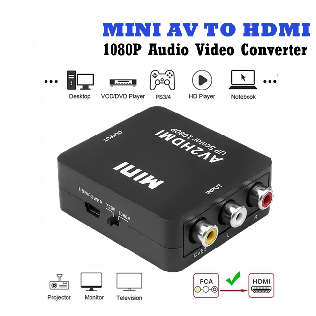 Av To Hdmi Up Scaler 1080p Mini Av2Hdmi Composite Video Audio Converter ...