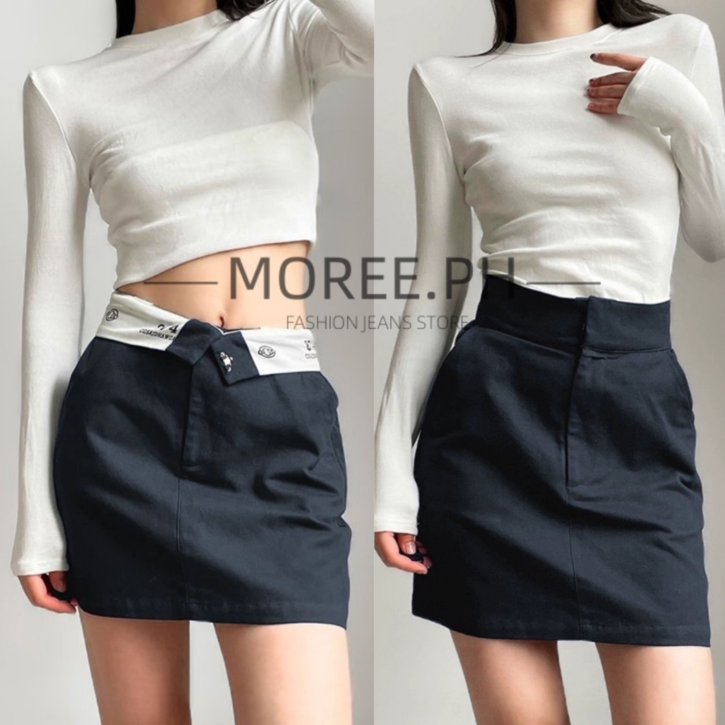 Moree Retro personalized flanged highwaist letter print design skirt A-line hip-hugging short ...