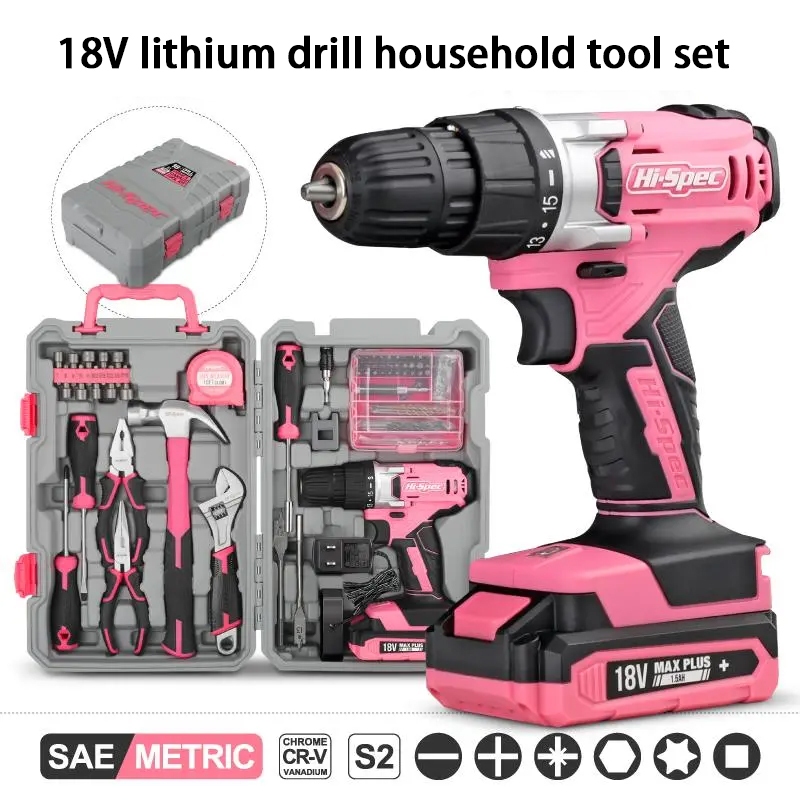 Multi Functional Pink Power Tool Set With Electric Drill Screwdriver ...