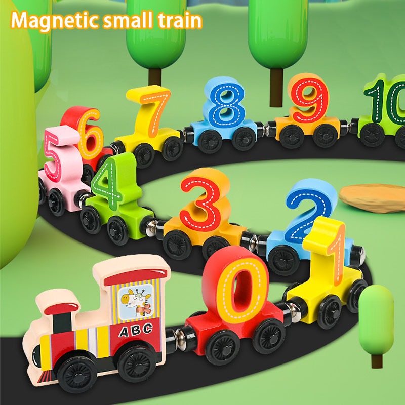 Magnet Toys Wooden Digital Magnetic Train Kids Learning Toys Montessori ...