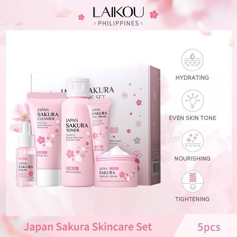 LAIKOU Japan Sakura Skin Care Set Skin Glowing Fade Blemishes Moisturizer 5pcs/Set | Shopee ...