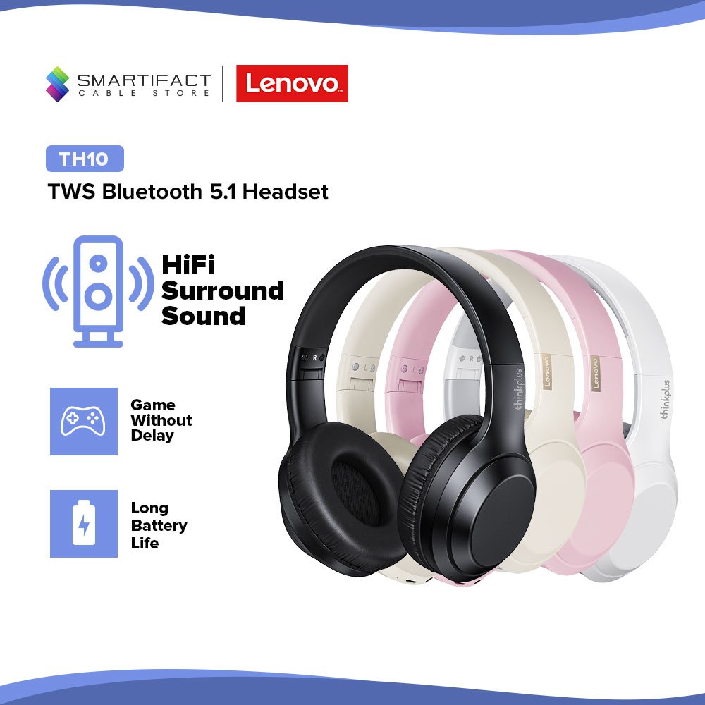Lenovo Thinkplus TH10 Wireless Headphones Over-the-ear HIFI Stereo ...