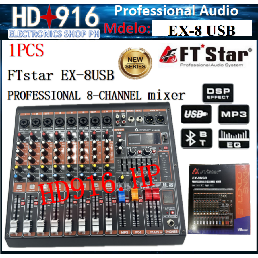 The FTstar mixer EX-8USB professional 8-channel mixer professional power amplifier mixer EX-8 ...