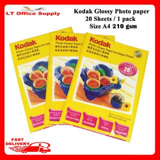 1 pack / 20 Sheets Kodak Glossy Photo Paper A4 Size 210gsm | Shopee Philippines