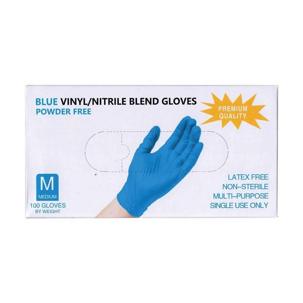 Blue (MEDIUM) Vinyl Nitrile Blend Gloves Powder Free 100pcs/Box ...