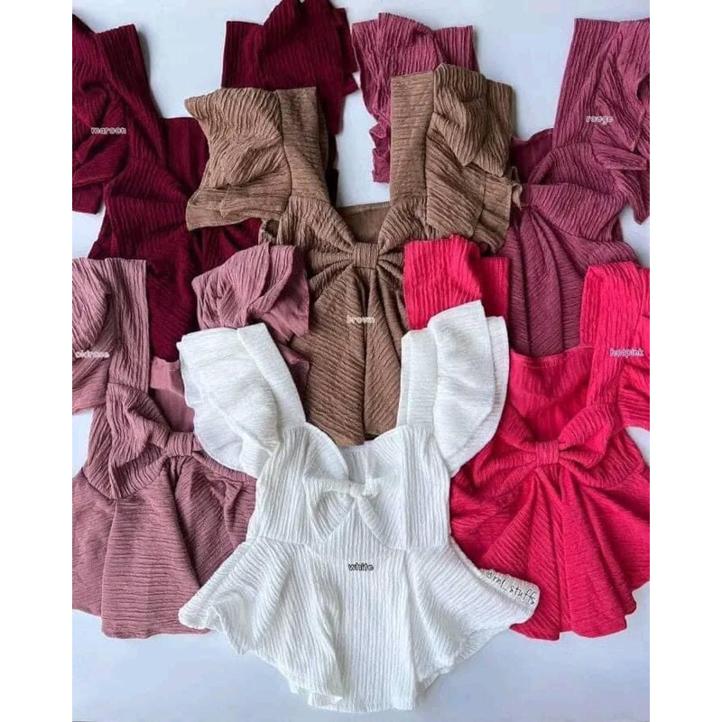 Barbara peplum top / bark crepe fabric | Shopee Philippines