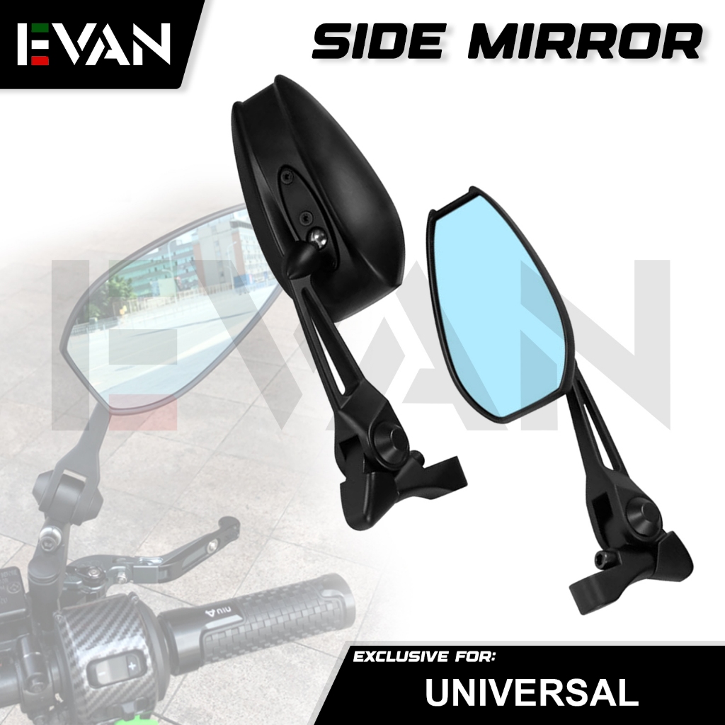 EVAN.PH Universal Side Mirror Full Adjustable blue Lens Made in Japan ...