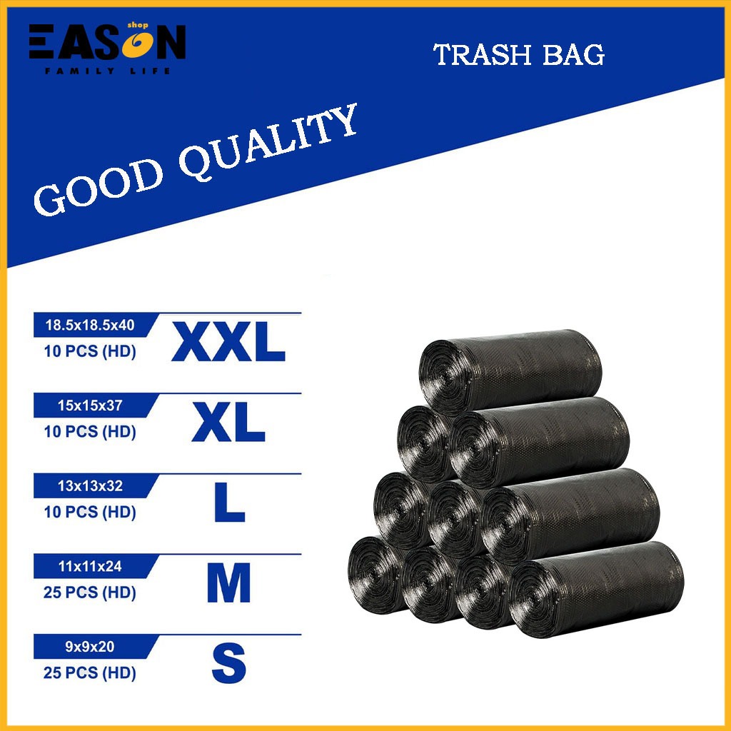 EasonShop COD Thickened Trash bag Garbage bag Black (Small/Medium/Large ...