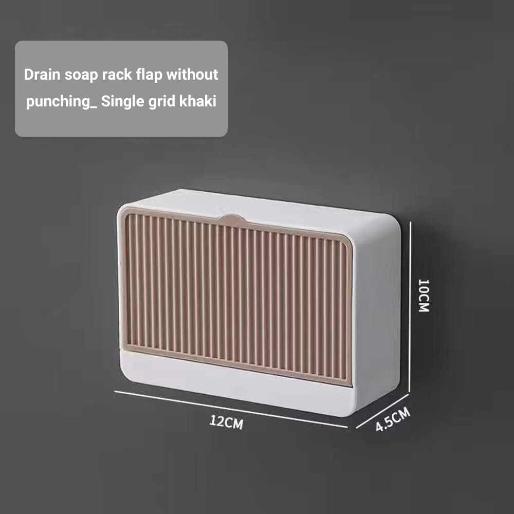 With Cover Lip Double-Grid Wall Mounted Soap Box Soap Draining Rack ...