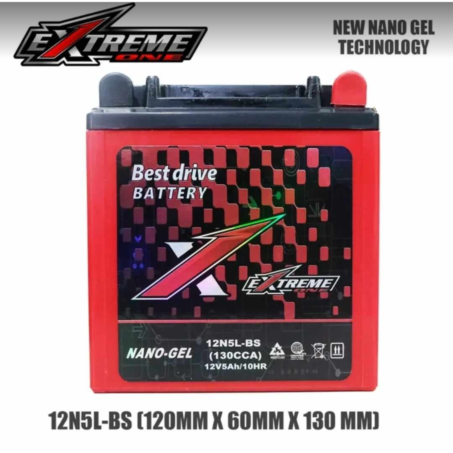 EXTREME ONE NANO GEL BATTERY FOR MOTORCYCLE YB2.5L/YTX5A/12N5L/YTX7L ...