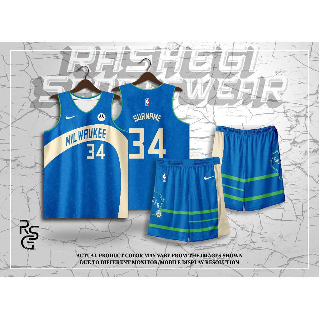 2024 RSG Customized Jersey Full Sublimation Milwaukee Bucks Blue NBA 23 ...