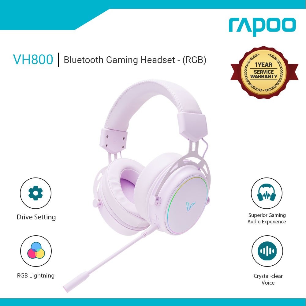 Rapoo VH800 Dual-Mode Wireless RGB Gaming Headset Noise Reduction Microphone With Detachable ...