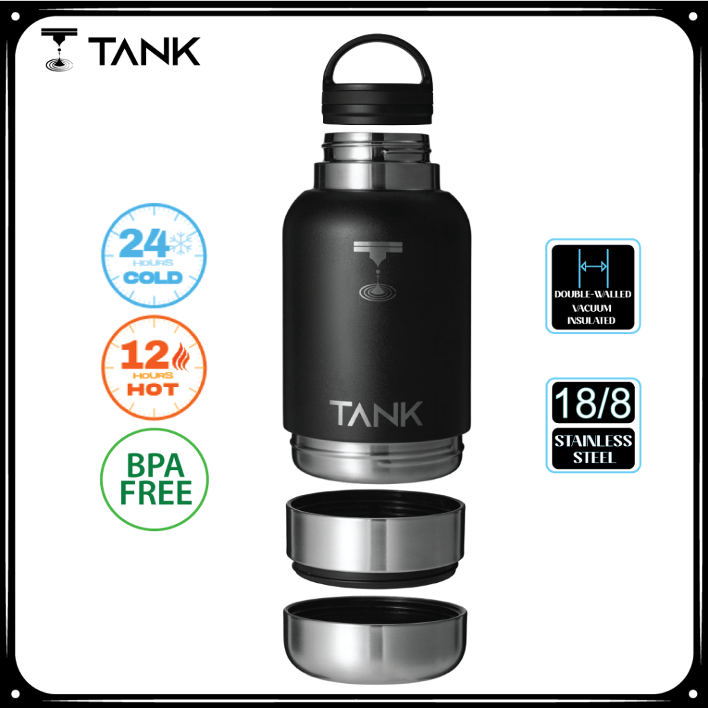TANK Flask (32 oz.) 3-in-1 Food and Water Bottle w/ Detachable 2 ...
