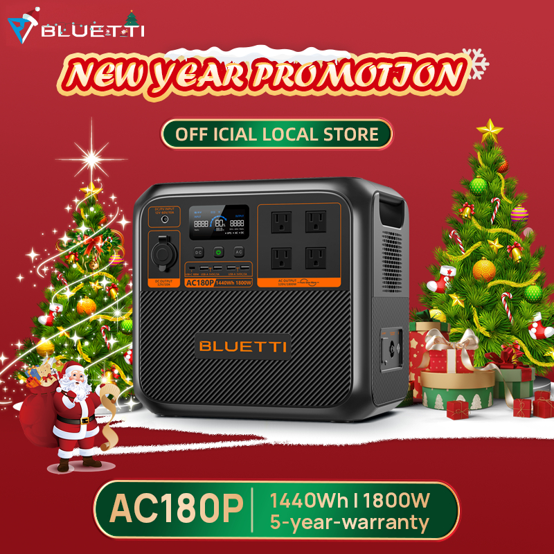 Bluetti AC180P 1440Wh/1800W Portable Battery Camping Power Station Multi Function Solar ...