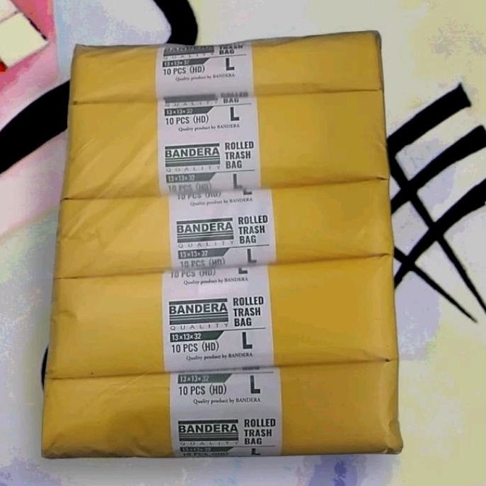 TRASH BAG LARGE 13x13x32 inches (100 pcs) (10 pcs per roll) (10 rolls ...