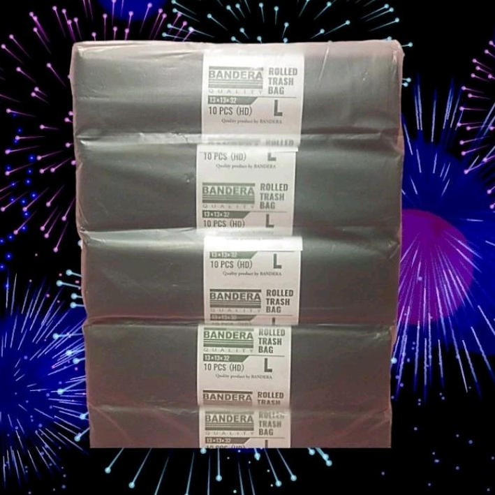 TRASH BAG LARGE 13x13x32 inches (100pcs) (10 pcs per roll) (10 rolls ...